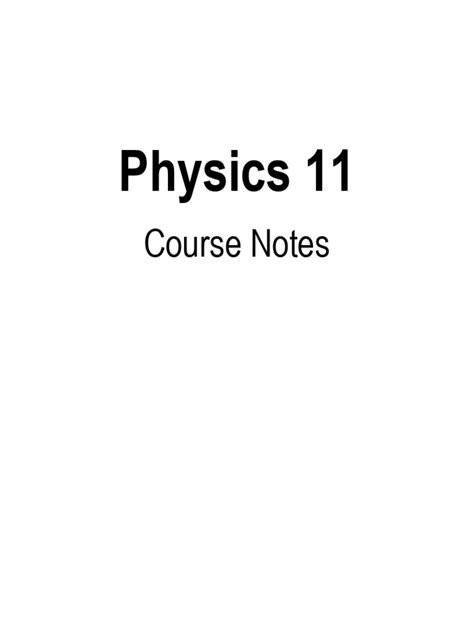 Physics 11 Notes 2017 With Tofc Pdf Velocity Motion Physics