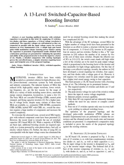 A 13 Level Switched Capacitor Based Boosting Inverter Pdf Power