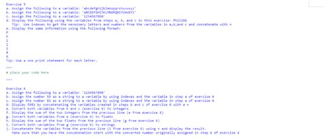 Solved Exercise 5 2 Assign The Following To A Variable Chegg