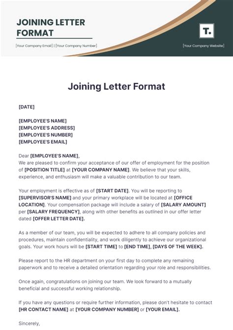 Free Joining Letter Format Template To Edit Online