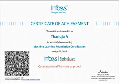 Machinelearning Infosysspringboard Lifelonglearning Ai Techforgood Thanuja A