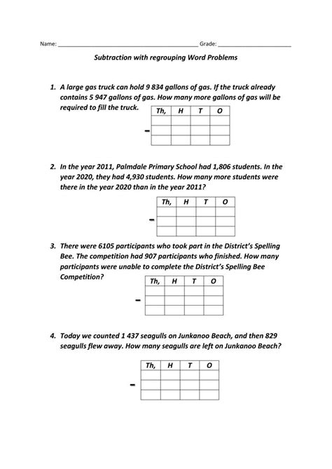 Subtraction Word Problems 3rd Grade Worksheets Library