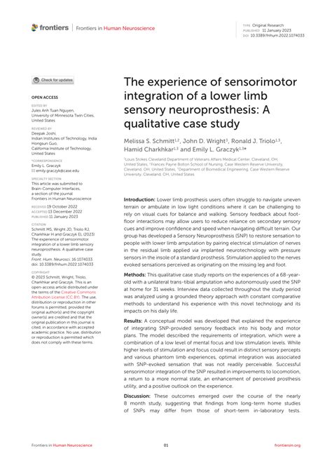 Pdf The Experience Of Sensorimotor Integration Of A Lower Limb