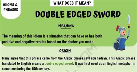 Double Edged Sword What Does It Mean With Useful Conversations Esl