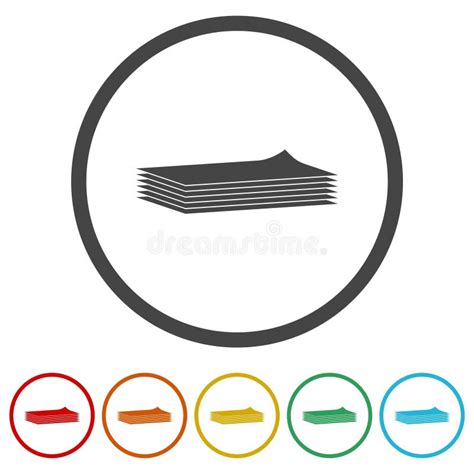 Stack Of Paper Icon Set Icons In Color Circle Buttons Stock Vector