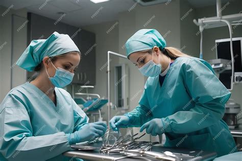 Nurse Preparing Surgical Instruments In Operating Room At Hospital Premium Ai Generated Image