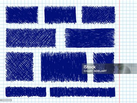 낙서 반점과 프레임 벡터 간단한 굵은 스케치 프레임 세트 블루 펜 손으로 그린 효과 컬렉션 낙서 곡선 테두리 설정 운동 도서 페이지 코너에 대한 스톡 벡터 아트 및 기타