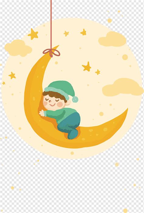 유아 아동 달 만화 달 수면 만화 캐릭터 음식 주황색 Png Pngwing