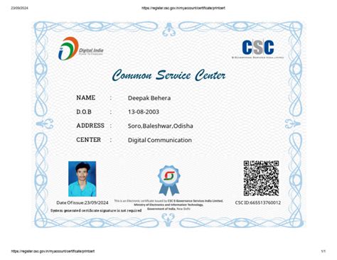 Csc Certificate Pdf