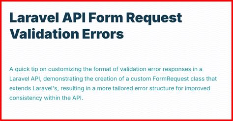 Laravel Api Form Request Validation Errors