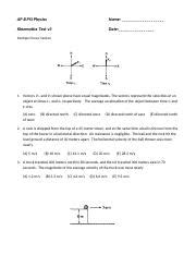 AP B PSI Physics Name Kinematics Test V Date Free Response Section A Projectile Course Hero