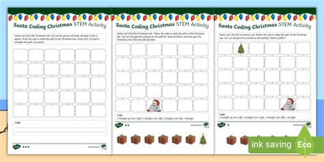Santa Coding Christmas Stem Activity Yr 3and4 Christmas Stem