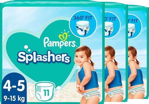 Pampers Splashers Maat 4 5 Voordeelverpakking 3 X 11 Wegwerpbare