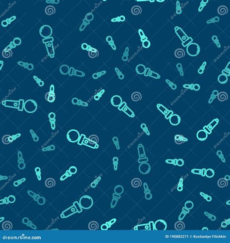 Green Line Joystick For Arcade Machine Icon Isolated Seamless Pattern On Blue Background