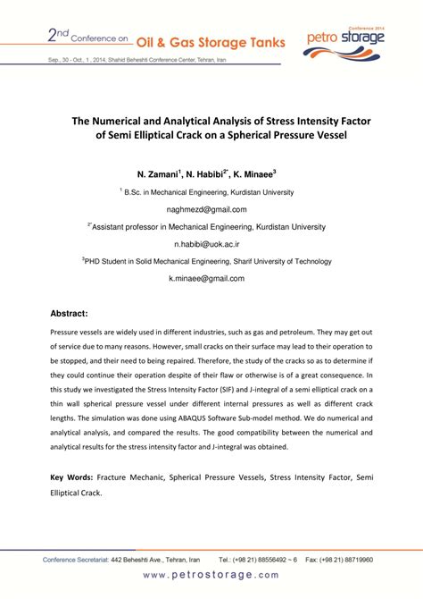 Pdf The Numerical And Analytical Analysis Of Stress Intensity Factor Of Semi Elliptical Crack