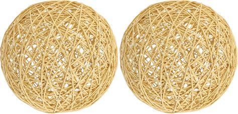 Hemoton Ceiling Light Cover 2pcs Rattan Woven Lamp Shade Rattan Ball