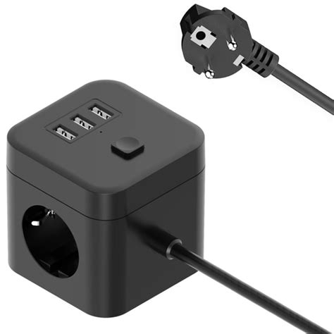 Eu Plug Usb Extension Socket Travel Smart Power Adapter Cube Surge Protector Power Strip Power