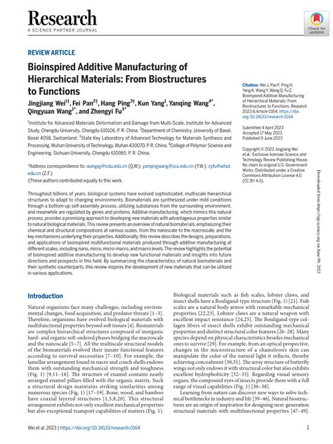 Pdf Bio Inspired Additive Manufacturing Of Hierarchical Materials From Bio Structures To