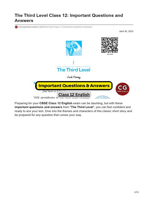 The Third Level Class 12 Important Questions And Answers Pdf Skepticism The Third Level Class 12 Important Questions And Answers Pdf Skepticism