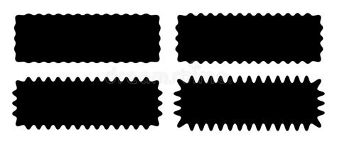 Set Of Different Rectangles With Wiggly Edges Rectangular Shapes With Wavy Borders Empty Text