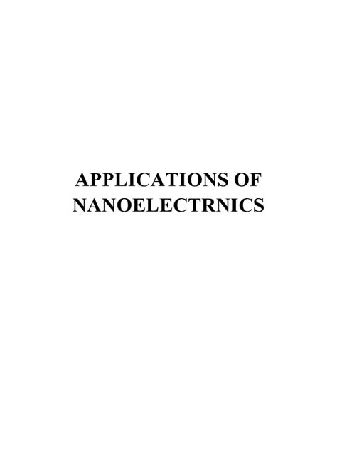 Applications Of Nanoelectrnics Pdf Chemistry Materials