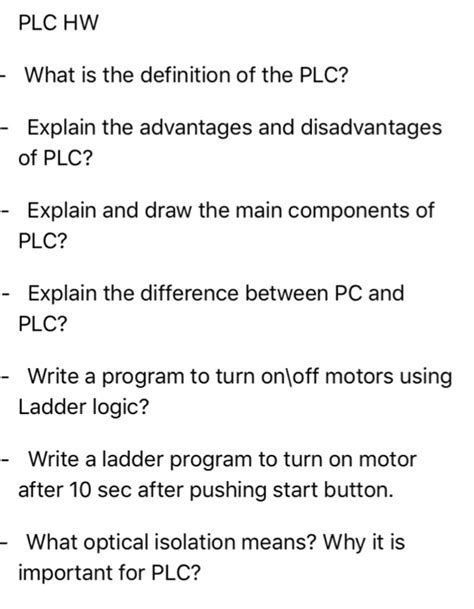 Solved What Is The Definition Of The PLC Explain The Chegg Com
