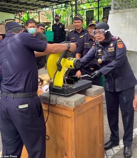 Sex Toys And Other Contraband Goods Are Hacked Up And Torched By Bali