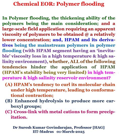 Chemical Eor Polymer Flooding In Polymer Flooding The Thickening Suresh Kumar Govindarajan