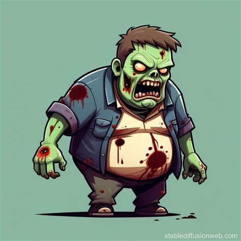 Flat D Zombie Game Art Chubby Zombie Stable Diffusion Online