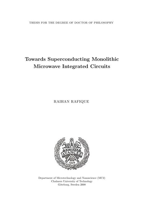 Pdf Towards Superconducting Monolithic Microwave Integrated Circuits