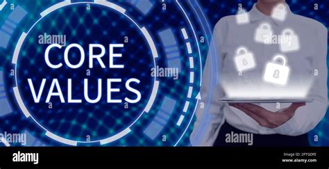 Text Sign Showing Core Values Concept Meaning Principles Which Guide