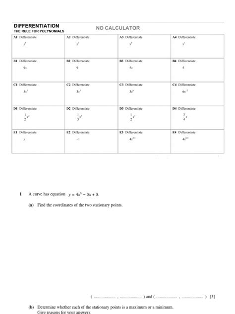 Differentiation The Rule For Polynomials 20436 Pdf Tangent Derivative