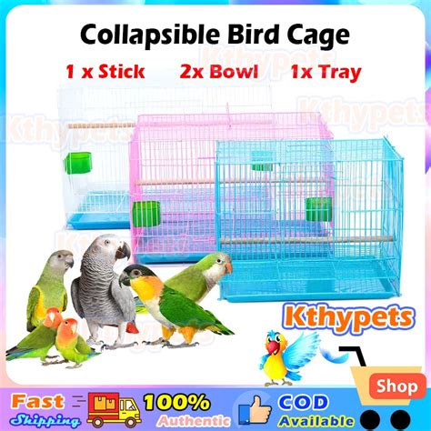Collapsible Double Bird Cage Hanging Rectangular Bird Cage With Bird