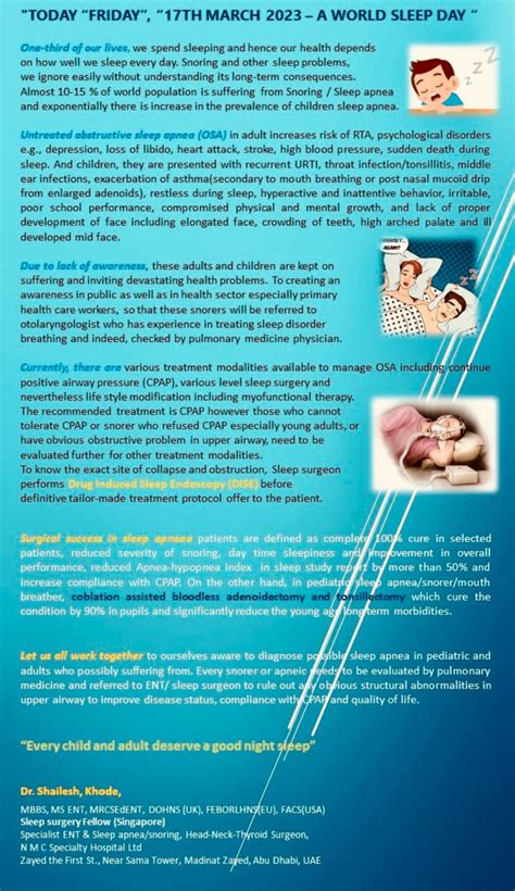 Dr Shailesh Khode On Linkedin World Sleep Day 17th March 2023
