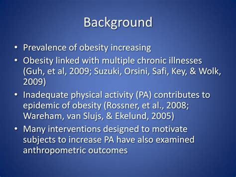 Ppt Meta Analysis Of Anthropometric Outcomes Of Motivational Physical Activity Interventions