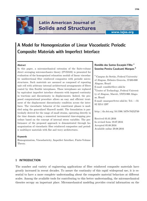 Pdf A Model For Homogenization Of Linear Viscoelastic Periodic Composite Materials With