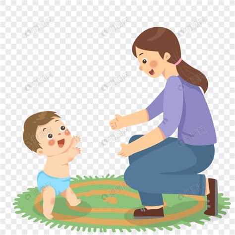 手绘母亲和宝宝互动玩耍元素素材下载 正版素材401543464 摄图网