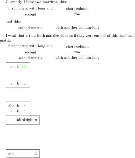 Linking The Columns Widths Of Two Tikz Matrices Tex Latex Stack
