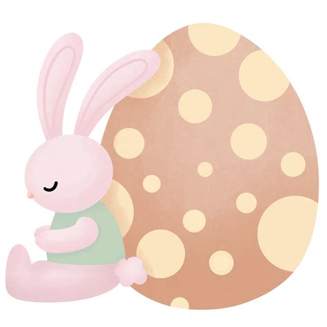 Bunny Leaning Against Easter Egg 38107057 Png