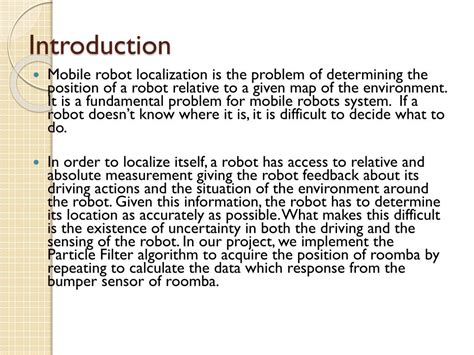 Ppt Mobile Robot Localization By Using Particle Filter Powerpoint