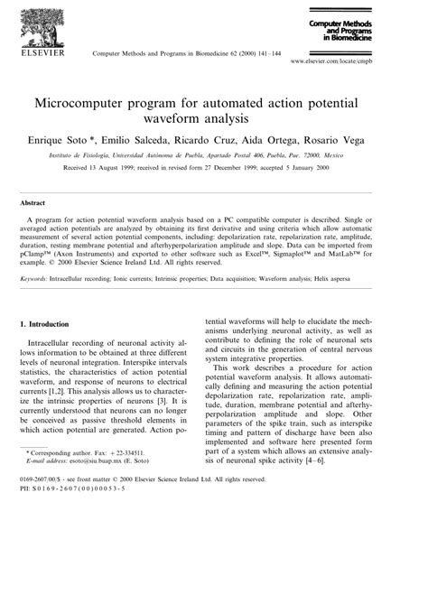 Pdf Microcomputer Program For Automated Action Potential Waveform Analysis
