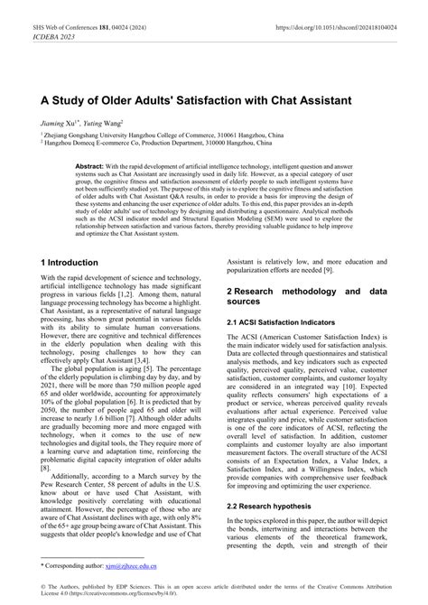 Pdf A Study Of Older Adults Satisfaction With Chat Assistant