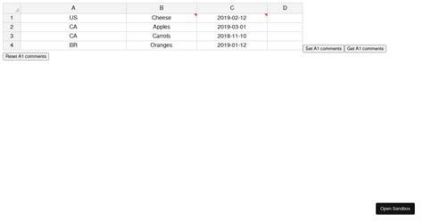 Vue Spreadsheet Codesandbox