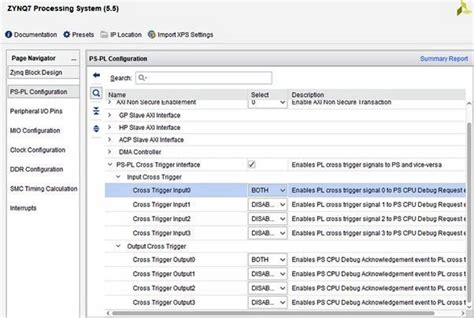 debugging using cross triggering between the processor cores and pl in
