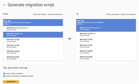 How To Generate A Migration Script In Vertabelo Vertabelo Database Modeler