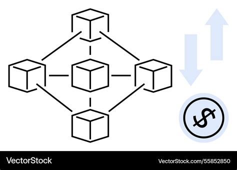 Blockchain Network Nodes Connected With Currency Vector Image