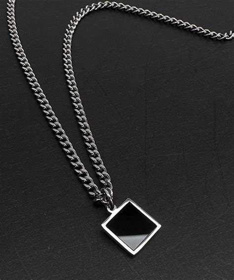 써지컬스틸 써지컬 목걸이 남자 여자 남녀공용 커플 코디 심플 포인트 악세사리 패션 학생 블랙 스퀘어 에이블리