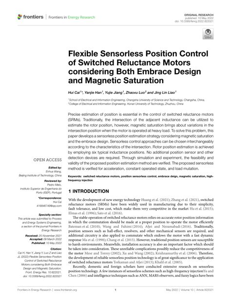 Pdf Flexible Sensorless Position Control Of Switched Reluctance Motors Considering Both
