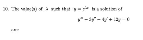 Solved The Values Of Lambda Such That Y Elambda X Is A