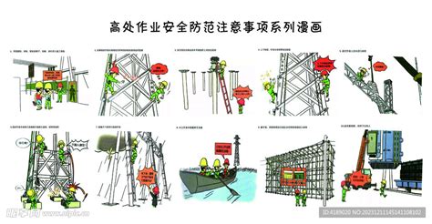 高处作业安全防范注意事项漫画设计图广告设计广告设计设计图库昵图网